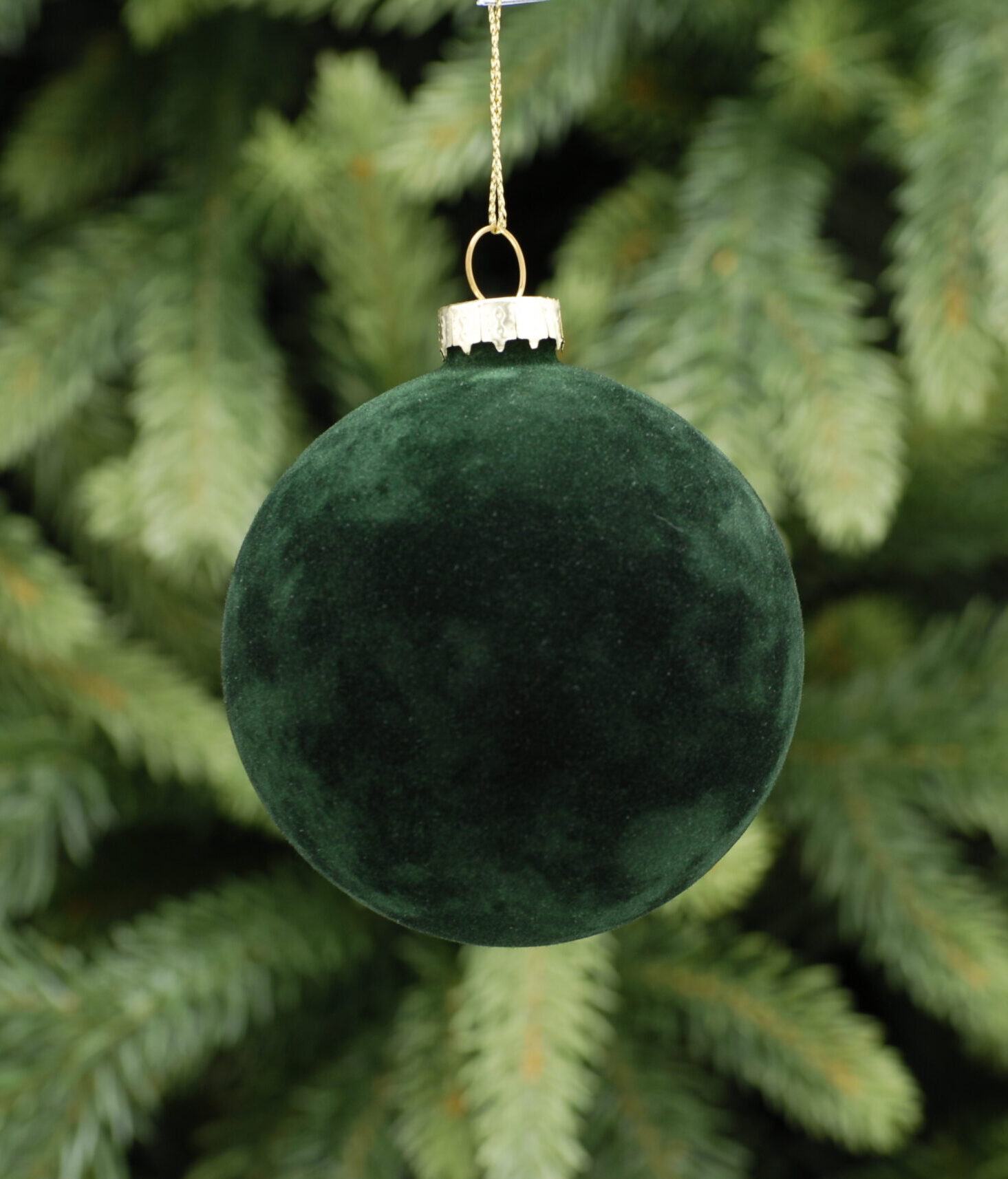 8cm Emerald Green Flocked Glass Ball